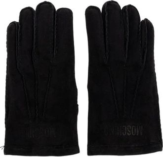 Moschino gants en daim à détail de logo - Noir