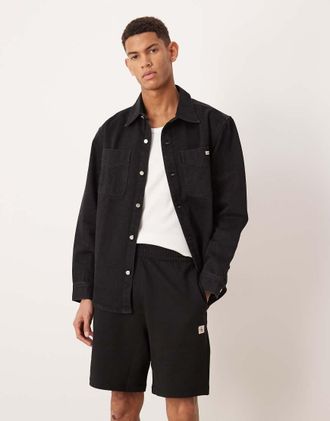 Calvin Klein Jeans Short en tissu &eacute;ponge &agrave; &eacute;cusson - Noir