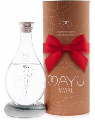 Mayu Carafe &agrave; eau structur&eacute;e Swirl - Technologie innovante Vortex souffl&eacute;e &agrave; la main - Filtre &agrave; osmose inverse support distributeur deau 1,5 litre | 1,5 li
