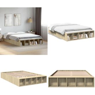 vidaXL Bettgestell Sonoma-Eiche 120x190 cm Holzwerkstoff - Holzbettfassungen - Bettsystem - Lattenrost - Schlafzimmerm&ouml;bel - Sonnenholzb&ouml;den - Home & Living