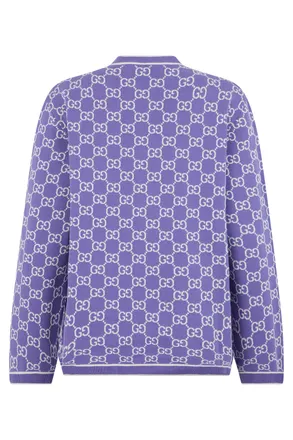 Gucci Womens Cardigan Embroidered Lilac Cotton Cardigans Sweater