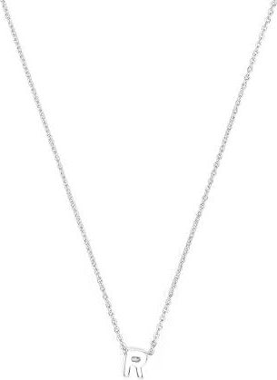 Luxenter Collier alphabet finition argent&eacute;e - Lettre R, m&eacute;diano, m&eacute;tal, sans pierre pr&eacute;cieuse, Mediano, M&eacute;tal, Pas de gemme