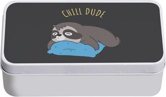 Fabulous Aufbewahrungsbox aus Metall, Schwarz - Chill Dude Faultier Kinder Schlaf - 11 x 18,5 x 5,5 cm - Aufbewahrungsbox, Schlüssel, Werkzeug, Brotdose, Zucke