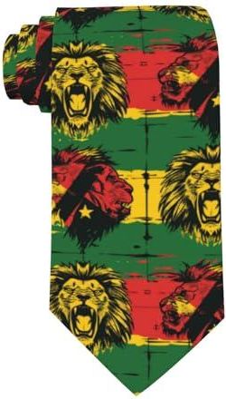 Generic Lion Du Drapeau De La Jamaïque Cravate Classique Cravate Homme Polyvalente Cravates Hommes Pour Accessoires Fêtes Bureau