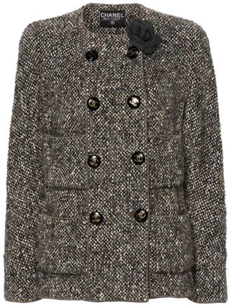 Chanel veste en laine à boutonnière croisée (années 2000) - Gris