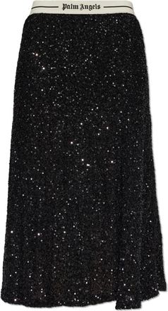 Palm Angels Jupe &agrave; sequins - Femme - Jupes - Noir - Taille: 42 FR