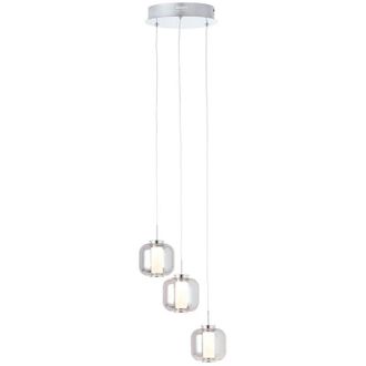 Brilliant Rafa led suspension 3 flammes, rondes luminaires dint&eacute;rieur chrome / verre fum&eacute;, suspensions, cocarde 3x 5,67W led int&eacute;gr&eacute;es, (flux lumineux: 528lm
