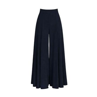 Generic Printemps Femmes Couleur unie Taille Haute Jambe Large Pantalon Mince D&eacute;contract&eacute;, bleu, XXL Grande taille