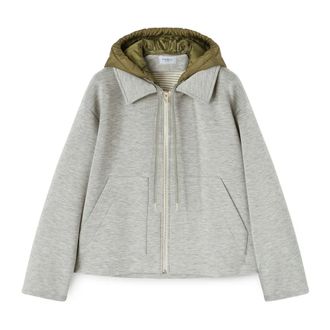 Motivi Femme, Vestes, Gris, Taille: 44 FR Veste Scuba avec Capuche Amovible