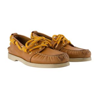 Golden Goose Womens Leather Boat Loafer Brown Cowhide