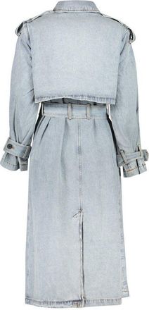 Desigual Outdoorjacke Jeans Trenchcoat Damen Blau & Violett mit G&uuml;rtel und Taschen