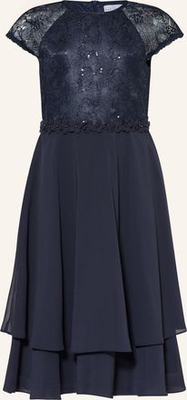 Danamade Danamade Cocktailkleid Im Materialmix Mit Pailletten Und Schmuckperlen blau