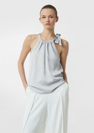 Comma Blusentop Bluse Strukturiertes Top mit Schleifen-Detail aus Satin