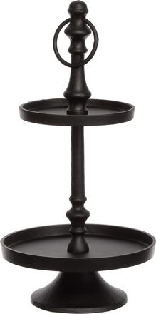 Brandsseller Etagère 2-stöckig aus Aluminium 40 cm hoch - Dekorative Servieretagère mit Griff - Vintage-Stil - Metallständer für Kuchen, Obst, Deko - Schwarz