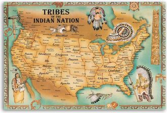 Generic The Map of American Ureinwohnerst&auml;mme der indischen Nation, Poster, dekoratives Gem&auml;lde, Leinwand, Wandposter und Kunstdruck, modernes Familienschlafz