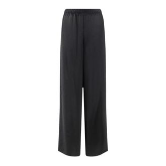 Vince Femme, Pantalons, Noir, Taille: 42 FR Pantalon &eacute;vas&eacute; &agrave; taille mi-haute avec bordure en dentelle