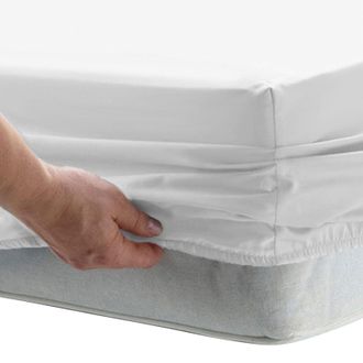 Pizuna Spannbettlaken 140x200 cm-150x200 cm Baumwolle Wei&szlig;, 1000 Fadenzahl aus 100% langstapeliger Baumwolle in Satinbindung Dickes Spannbettlaken mit 40 cm 