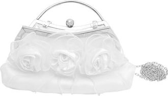 IFUNDOM Sac Soir&eacute;e Pochette Femme &Eacute;l&eacute;gant avec Rose D&eacute;coratif Cha&icirc;ne Amovible Sac Main Multiusage pour Mariage F&ecirc;te et D&icirc;ner