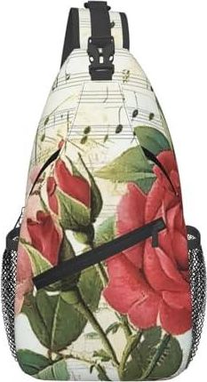 Generic Sac &agrave; bandouli&egrave;re &agrave; motif floral et rose - Sac &agrave; dos de voyage pour homme - Sac &agrave; dos de randonn&eacute;e
