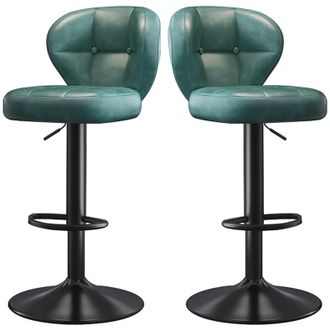 Generic 2Er-Set Drehbare Barhocker Aus Pu-Leder (62-82 cm), H&ouml;henverstellbar, mit Gepolsterter R&uuml;ckenlehne, Ideal f&uuml;r K&uuml;cheninseln und Bars