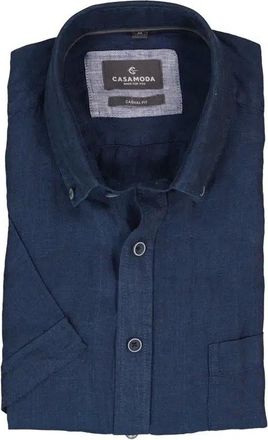 Casamoda CasaModa Herren Kurzarmhemd blau Leinen