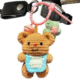 Generic Porte-clés ours en crochet - Breloque de sac de poupées tricotées à la main, pendentif miniature en peluche | Ornement portable fantaisiste, décoratio