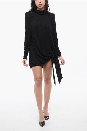 Saint Laurent Chiffon Dress with Padded Shoulders size 38