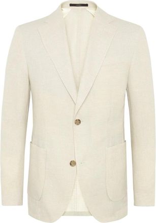 Windsor Einreiher-Sakko aus einem Leinen-Wolle-Mix mit Kleinmuster in