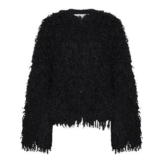 Fendi Lange Jacke aus Kaschmir und Mohair mit langem Flor - - Jackets - Damen - Schwarzk - XS