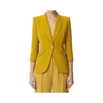 Elisabetta Franchi Doppelreihiger Cr&ecirc;pe-Blazer - - Jackets - Damen - Gelb - S