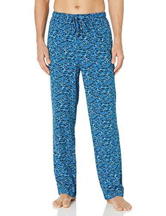 Amazon Essentials Pantalon de Pyjama en Tricot de Coton Homme, Bleu Blanc Requin, XXL