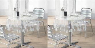 Douceur d'Intérieur Décor Ligne 1710323 Nappe Cristal Imprimé Feuille Blanc 140 cm (Lot de 2)