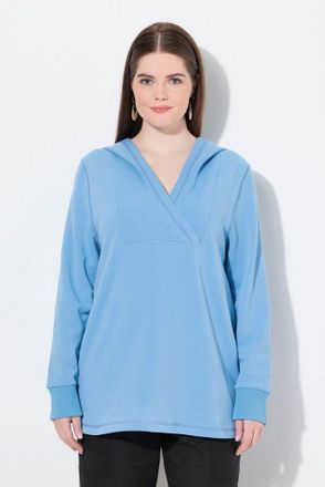 Ulla Popken Sweatshirt Hoodie Schalkragen-Einsatz Langarm Biobaumwolle