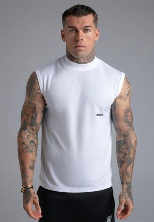 Siksilk Herren Wei&szlig;es &Auml;rmelloses T-Shirt XXL