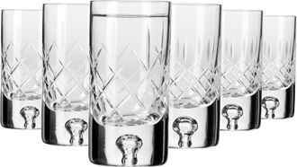 Krosno Wodka- & Lik&ouml;rgl&auml;ser 50 ml - 6er Set - Kristallglas - 2 Schliffmuster - F&uuml;r Lik&ouml;re & Hausgemachte Spirituosen - Handgefertigt & Geschliffen - Saga Kol