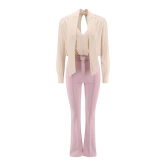 Elisabetta Franchi Femme, Combinaisons et Ensembles, Beige, Taille: 38 FR Combinaison en Soie Brodé