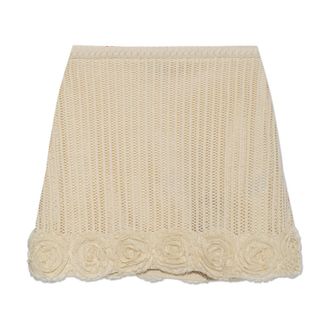 Self Portrait Flower Knitted Skirt - - Skirts - Damen - Beige - XS