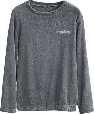 Generic Sweat-shirt chaud en polaire épaisse pour femme - Pull dhiver à manches longues - Pull thermique épais et chaud - Sans capuche - Couleur unie - Pull à