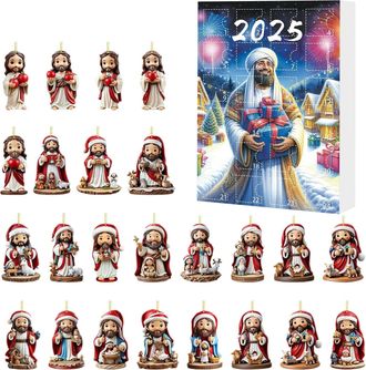 Generic Countdown-Kalender f&uuml;r Weihnachten, 2D Jesus, 24 Tage 2025, niedlicher Anh&auml;nger, Weihnachtsdekoration f&uuml;r Sammler, Wand, T&uuml;r, Innenbereich, F