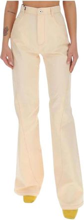 Bottega Veneta Femme, Pantalons, Rose, Taille: 38 FR Pantalon &agrave; Taille Haute et Coutures Panneaux