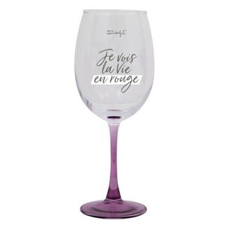Mr. Wonderful Verre à vin - Je vois la vie en rouge - Verre à vin avec message - Réalisé en verre - Capacité : 47 cl