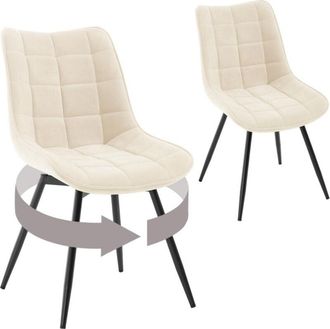 Woltu Woltu - Lot de 2 Chaises Pivotantes Salle &agrave; Manger Chaises de Cuisine, Tissu en Velours, Pieds en M&eacute;tal, Beige