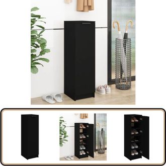 vidaXL Schuhschrank Schwarz 30x35x100 cm Holzwerkstoff - Schuhschrank - Holzwerkstoff - Garderobe - Einbauschrank - Ablagefläche