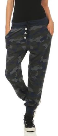 Malito more than fashion Malito Pantalon de surv&ecirc;tement pour femme style camouflage | Baggy pour la danse | Pantalon de jogging avec boutonni&egrave;re | Noir, 36 FR/42 FR