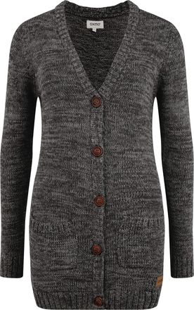 Oxmo OXPhilemona Damen Lange Strickjacke Grobstrick Cardigan Longstrickjacke mit aufgesetzten Taschen Knöpfen 100% Baumwolle Regular fit, Größe:2XL, Farbe: