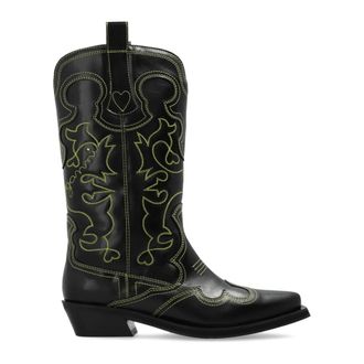 Ganni Bestickte Westernstiefel - - Shoes - Damen - Schwarzk - 39 EU