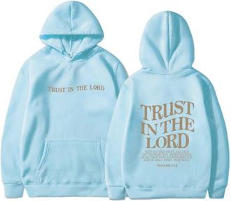 Generic Sweat à capuche Trust In The Lord pour femme, coupe ample avec capuche, manches longues, tendance, gothique, graphique, pull universitaire, automne oc