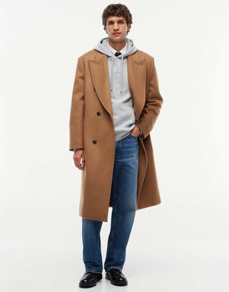 Tommy Hilfiger manteau en m&eacute;lange de laine &agrave; &eacute;tiquette New York marron