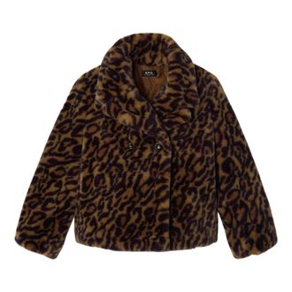 A.P.C. Leopard-Print Double-Breasted Jacket - - Jackets - Damen - Braun - S