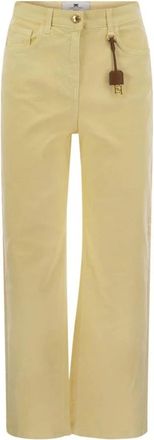 Elisabetta Franchi Femme, Jeans, Jaune, Taille: W26 Jeans en Coton Teint avec Breloque Logo